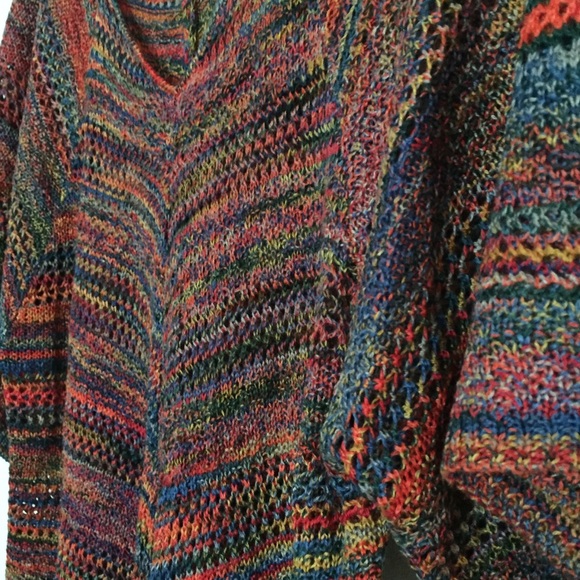 Faded Glory | Tops | Orange Blue Open Weave Tunic L Nwt | Poshmark